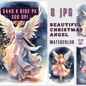 Watercolor Beautiful Christmas Angel Clipart, Holiday Angels Digital ...