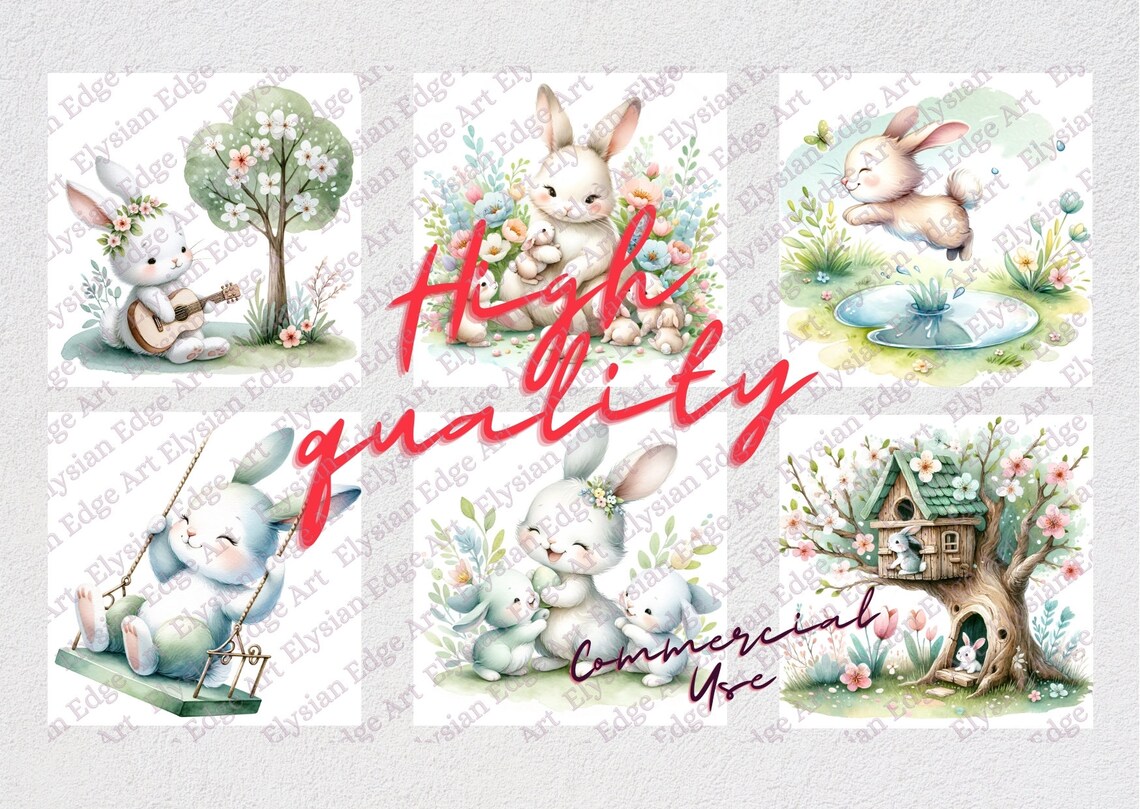Cute Spring Clipart With Bunny, Cute Easter Bunny Clipart, Bunnies and ...