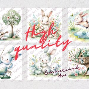 Cute Spring Clipart With Bunny, Cute Easter Bunny Clipart, Bunnies and ...
