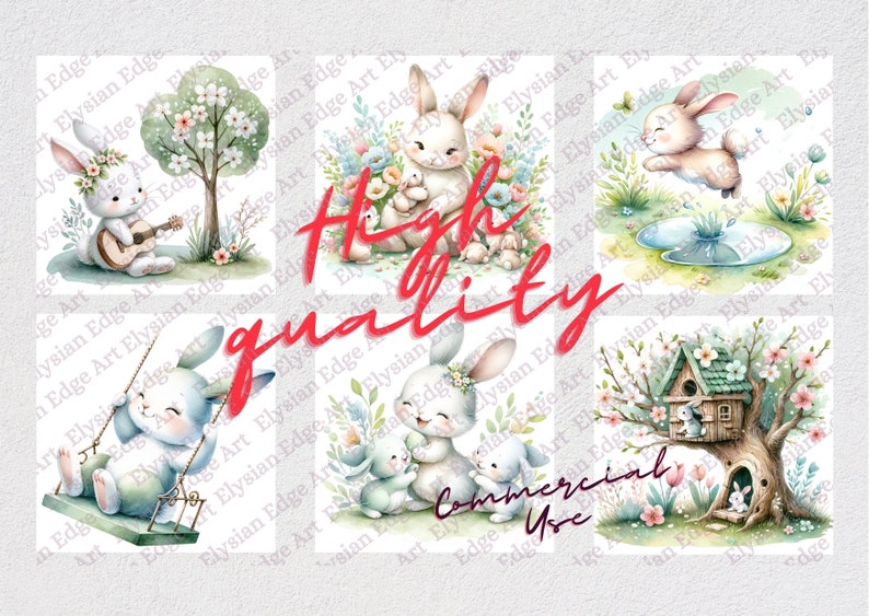 Cute Spring Clipart With Bunny, Cute Easter Bunny Clipart, Bunnies and ...