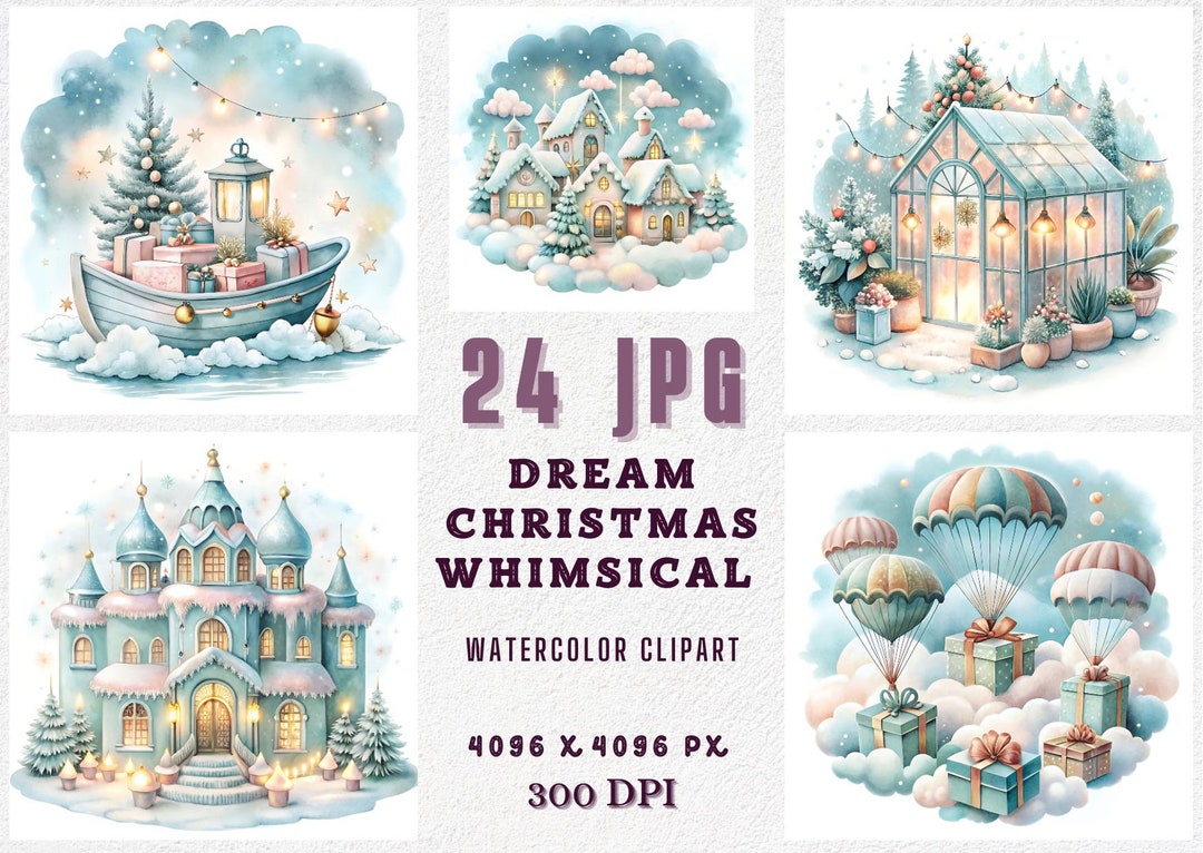 Watercolor Christmas Clipart Bundle: Whimsical Winter Designs (JPG ...
