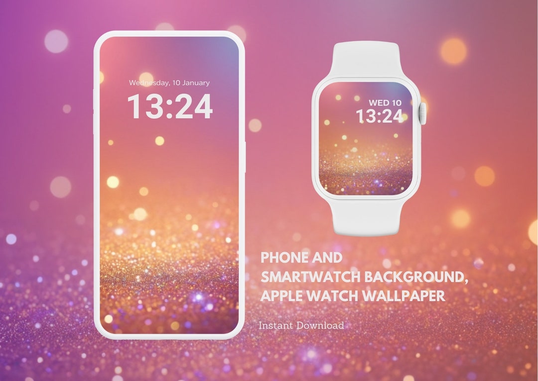 Pink Gold Sparkle Phone Wallpaper, Sparkly Smartwatch Background ...