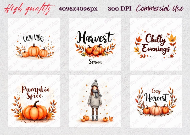 Cozy Fall Phrases & Watercolor Clipart Set, Autumn Quotes and Phrases ...