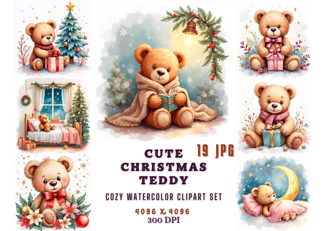 Cute Christmas Teddy Bear Clipart, Baby Shower Christmas Teddy ...