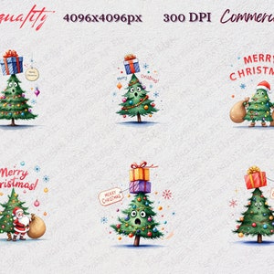Funny Christmas Tree Clipart, Quirky Christmas Tree PNG, Cute Christmas ...