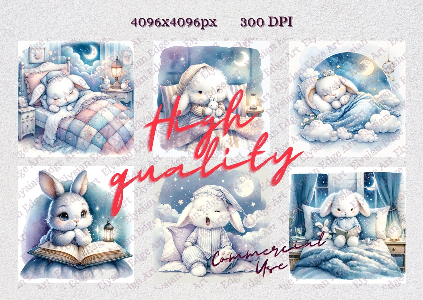 Cute Baby Rabbit Clipart, Sleeping Bunny JPG, Boho Baby Bunny Clipart ...