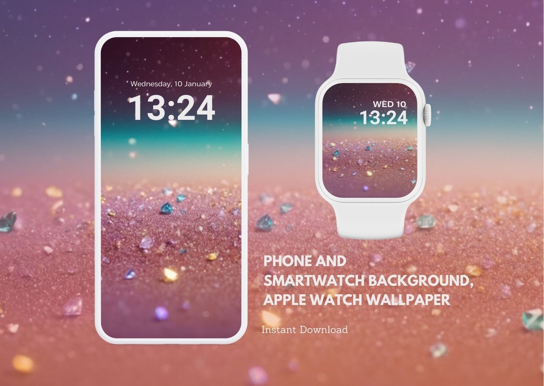Pink Gold Turquoise Sparkle Wallpaper, Sparkly Smartwatch Background ...