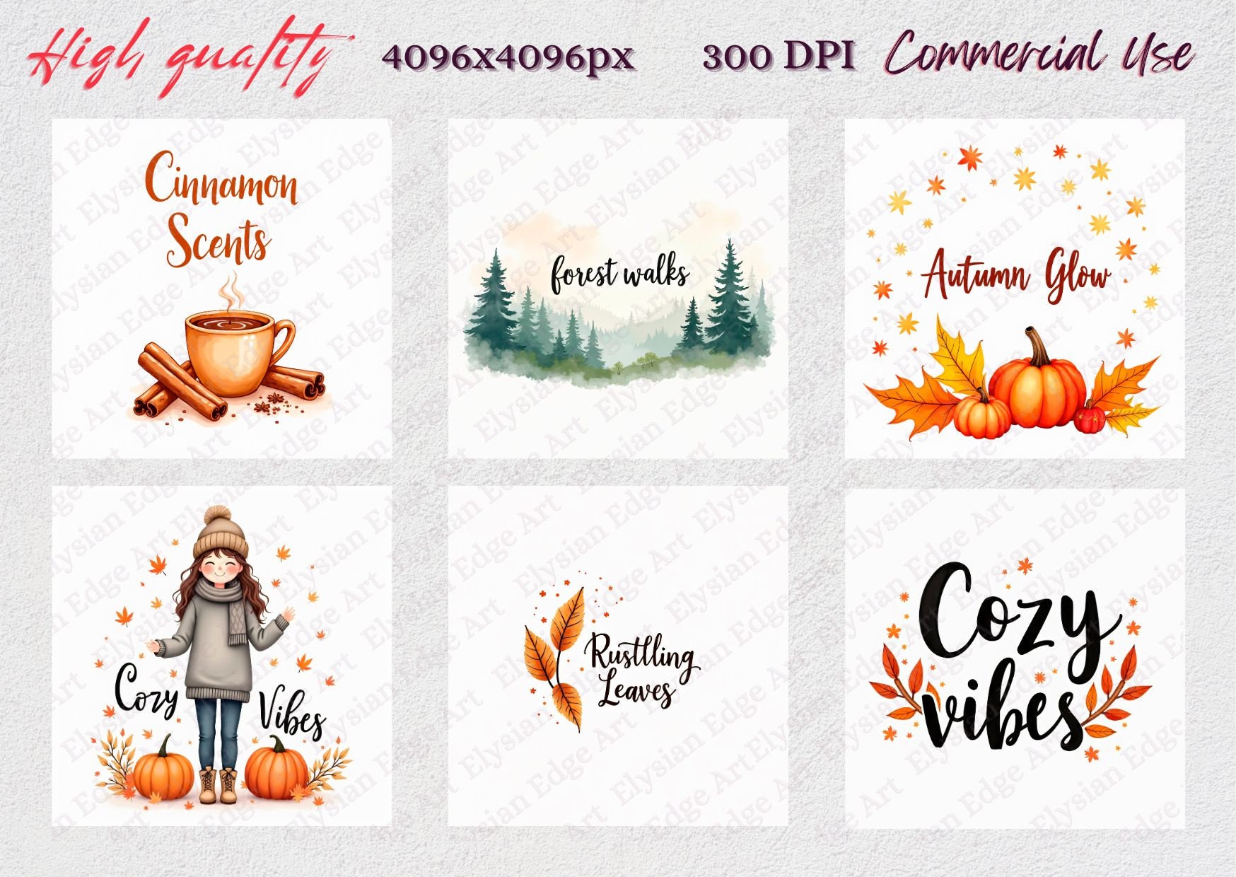 Cozy Fall Phrases & Watercolor Clipart Set, Autumn Quotes and Phrases ...
