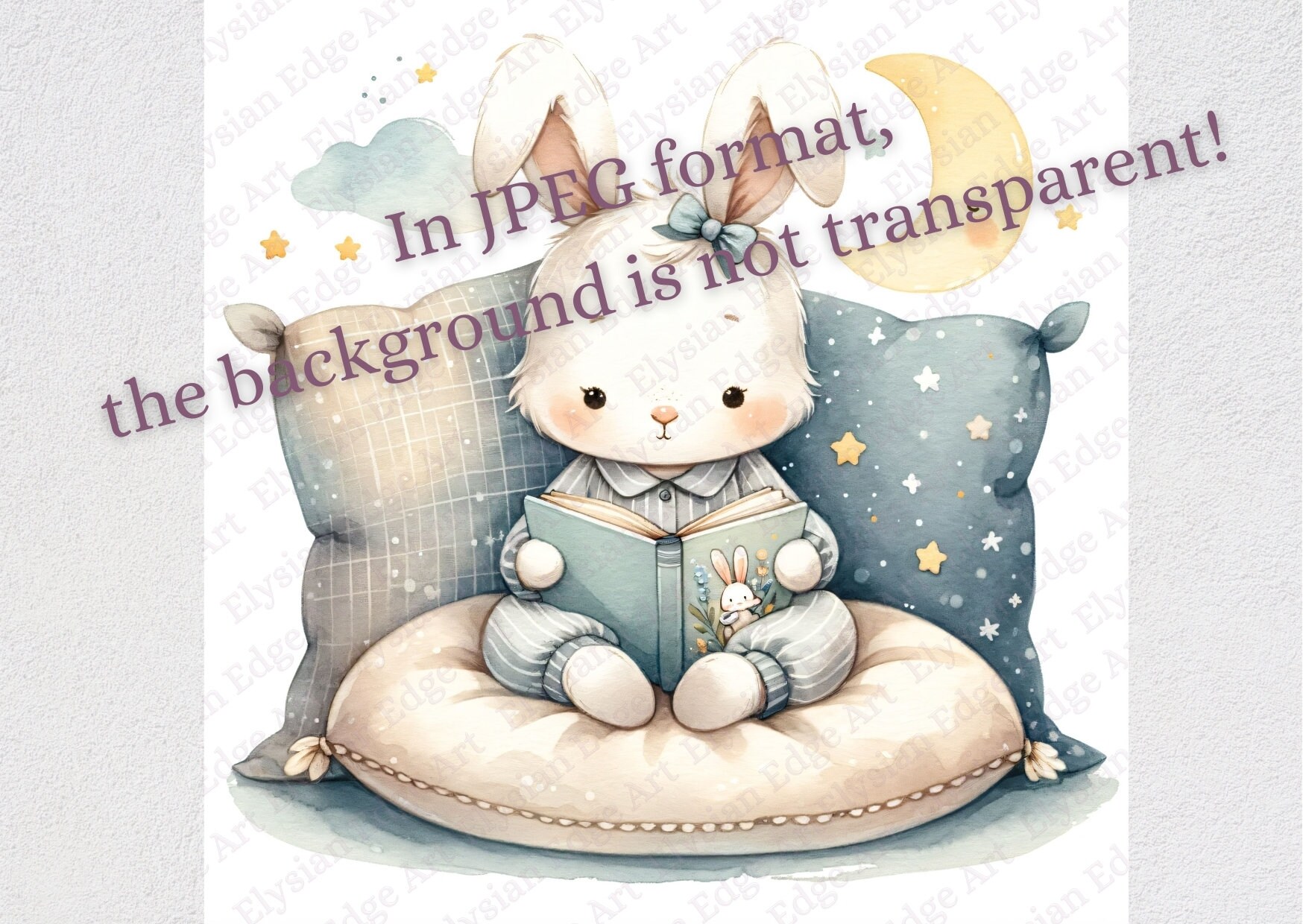 Cute Baby Rabbit Clipart, Sleeping Bunny JPG, Boho Baby Bunny Clipart ...