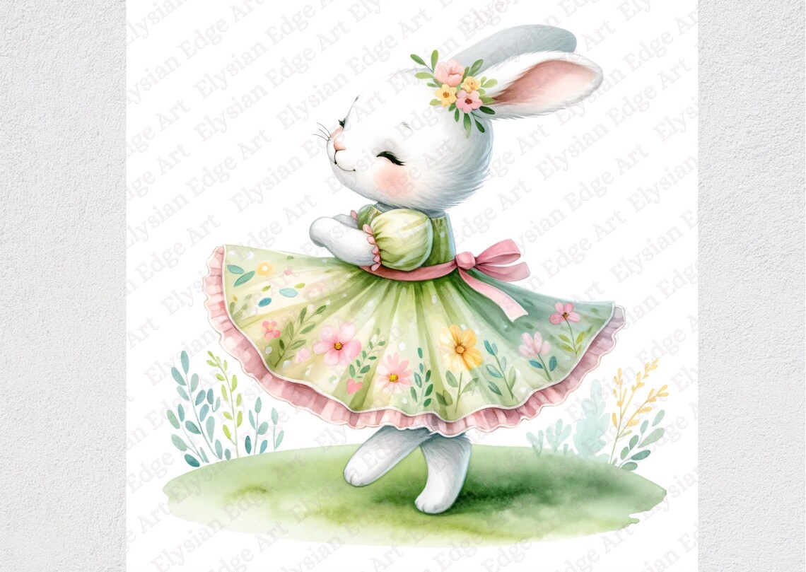 Cute Spring Clipart With Bunny, Cute Easter Bunny Clipart, Bunnies and ...