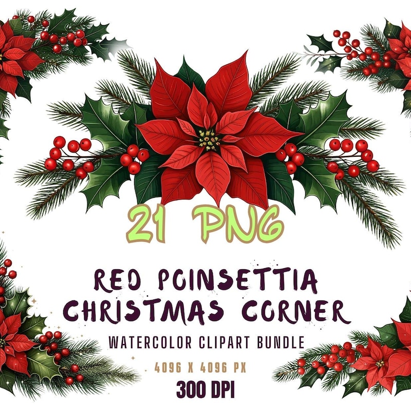 Poinsettia Corner Border - Etsy UK