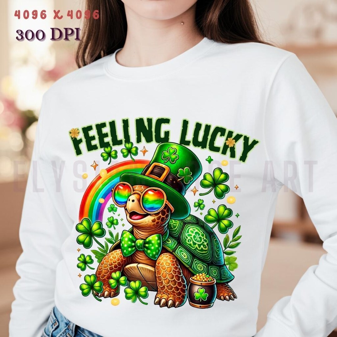 Feeling Lucky Png Clipart, Lucky Turtle Png, Cute St Patrick's Day PNG ...