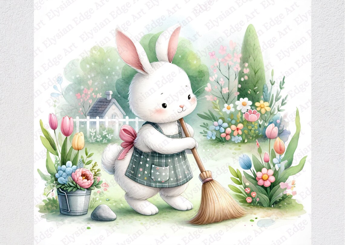 Cute Spring Clipart With Bunny, Cute Easter Bunny Clipart, Bunnies and ...