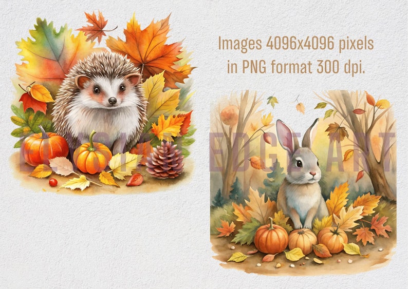 Autumn Forest Animals Clipart, Watercolor Fall PNG, Junk Journal Kit ...