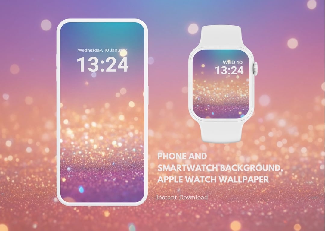 Pink Gold Glitter Wallpaper: Smartwatch & Phone Screensaver (digital ...