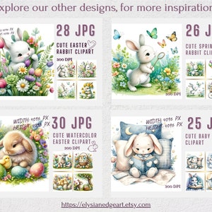 Cute Spring Clipart With Bunny, Cute Easter Bunny Clipart, Bunnies and ...