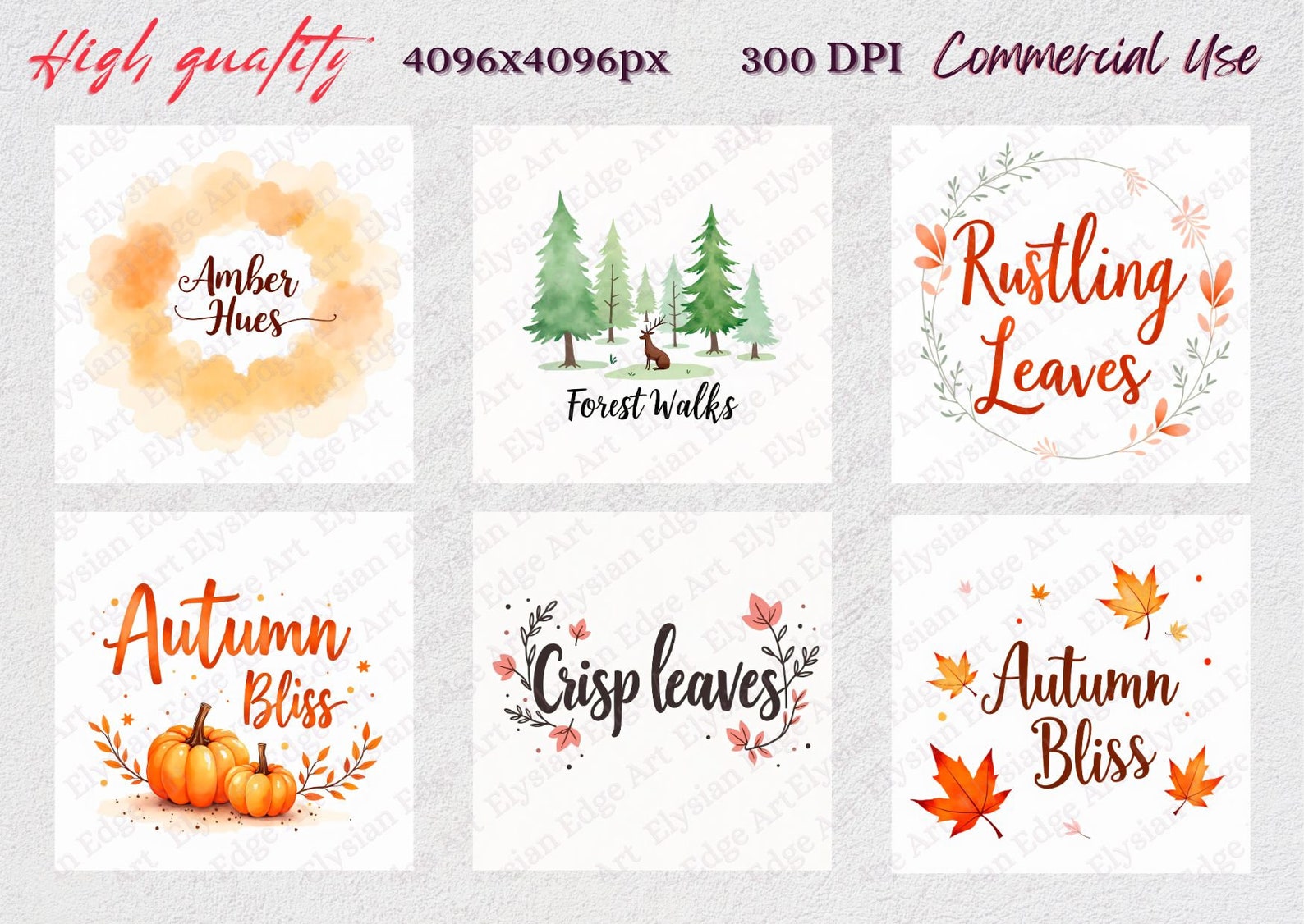 Cozy Fall Phrases & Watercolor Clipart Set, Autumn Quotes and Phrases ...