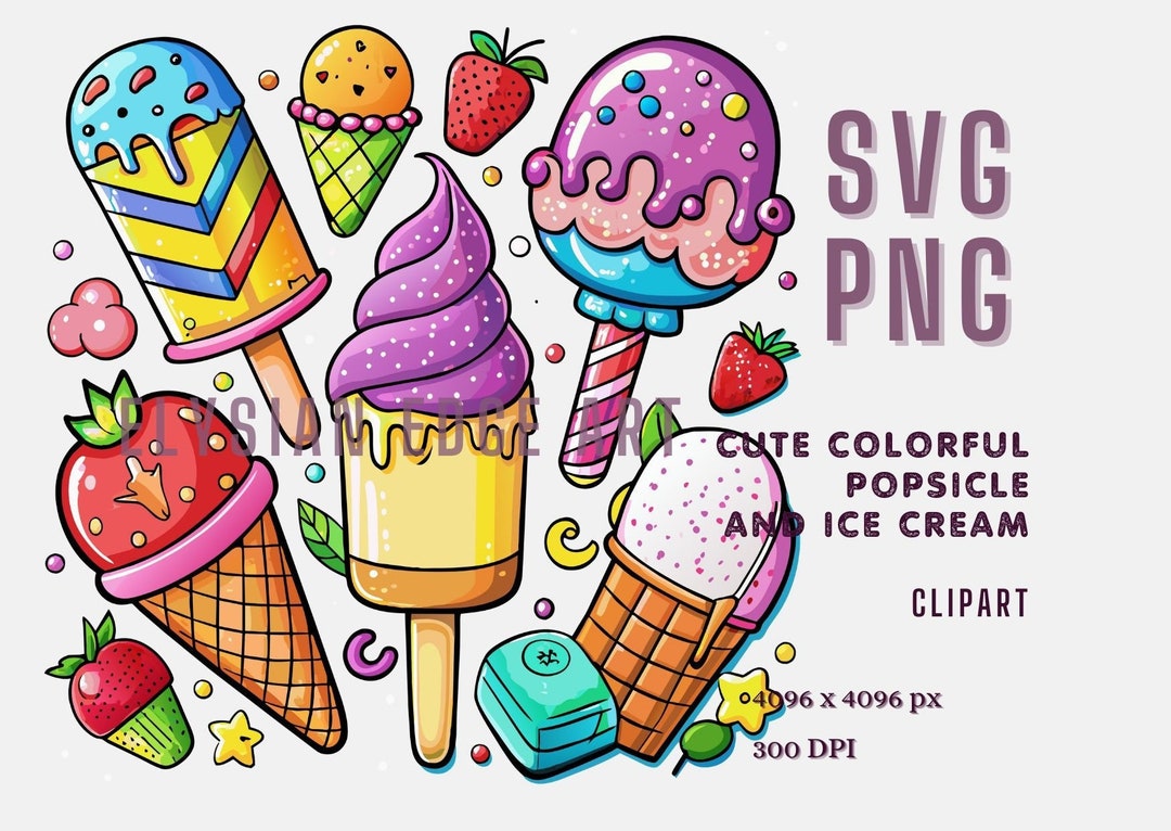 Cute Colorful Popsicle Clipart SVG | Dripping Popsicle Clipart | Summer ...