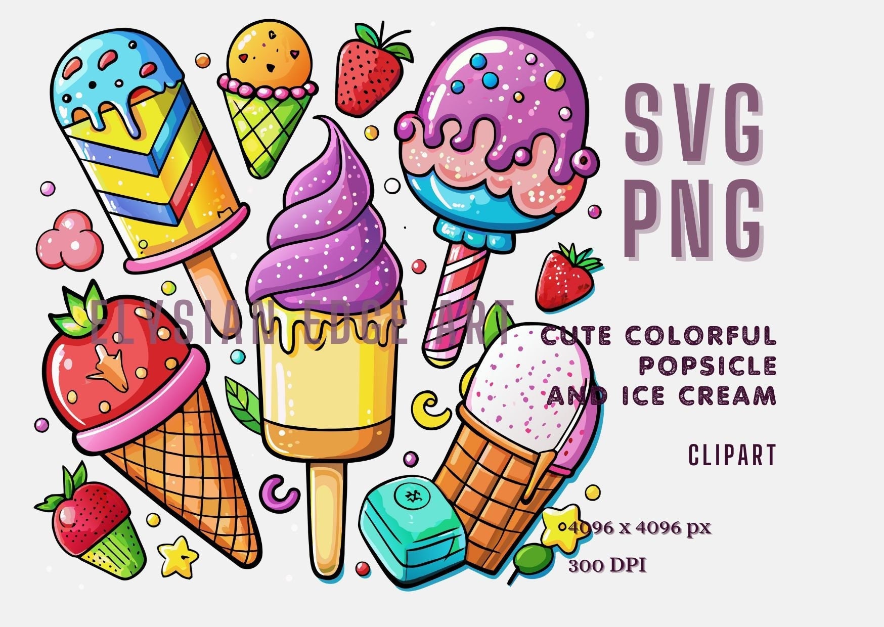 Cute Colorful Popsicle Clipart SVG | Dripping Popsicle Clipart | Summer ...