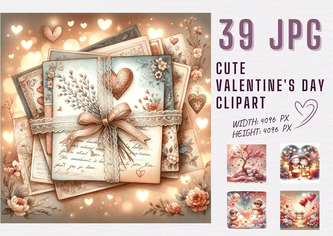Cute Valentine's Day Cliparts JPG, Nostalgic Images, Retro Valentine ...