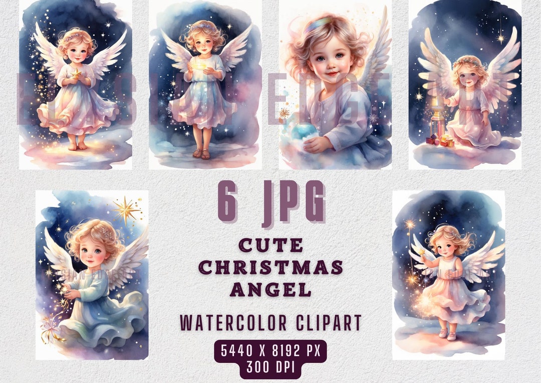 Watercolor Cute Christmas Angel Clipart, Cute Angel, Christmas Mood ...