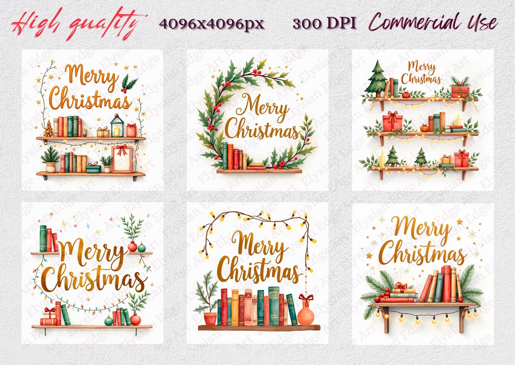 Merry Christmas Clipart, Book Clipart, Holiday Reading Clipart, Winter ...