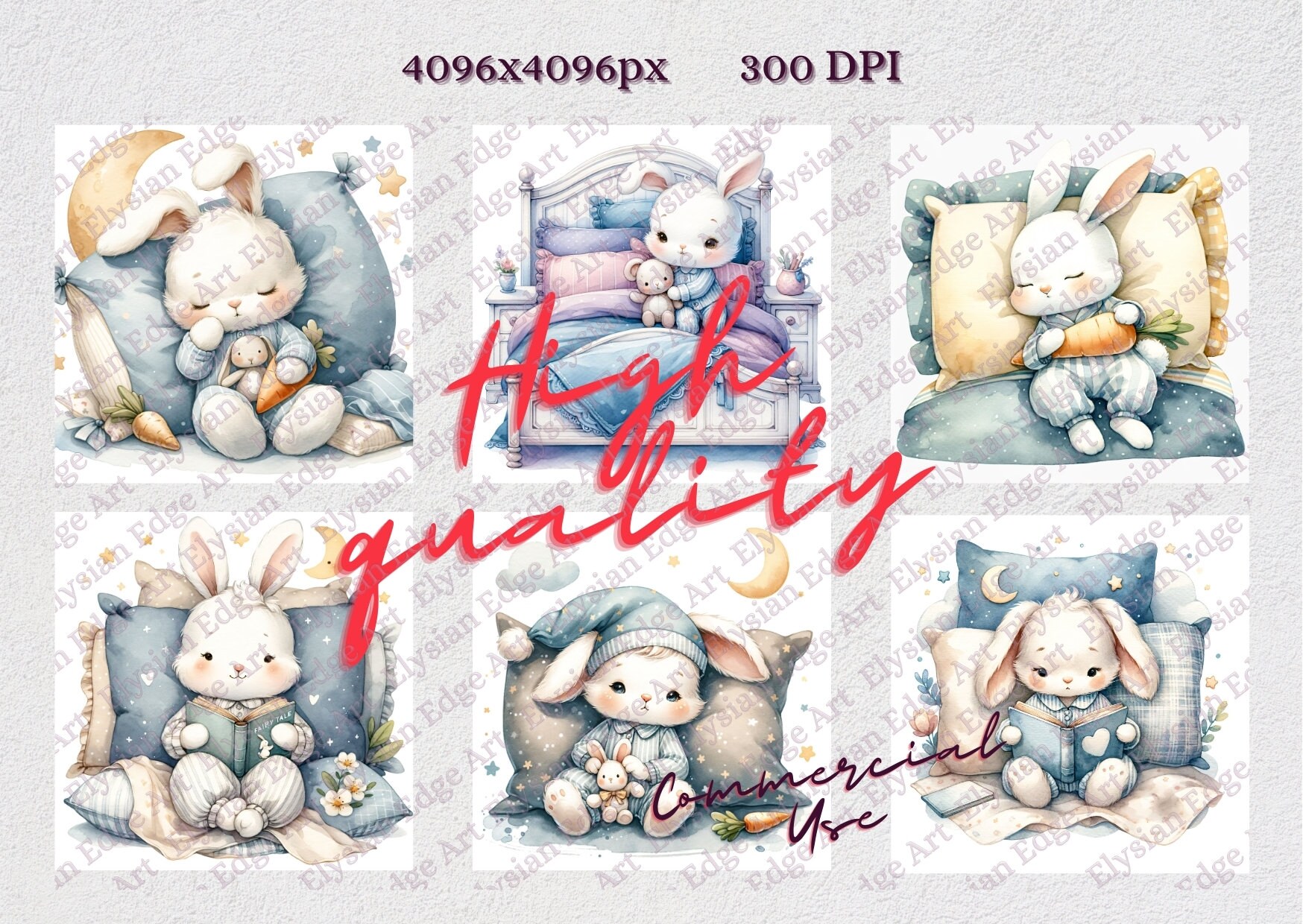 Cute Baby Rabbit Clipart, Sleeping Bunny JPG, Boho Baby Bunny Clipart ...