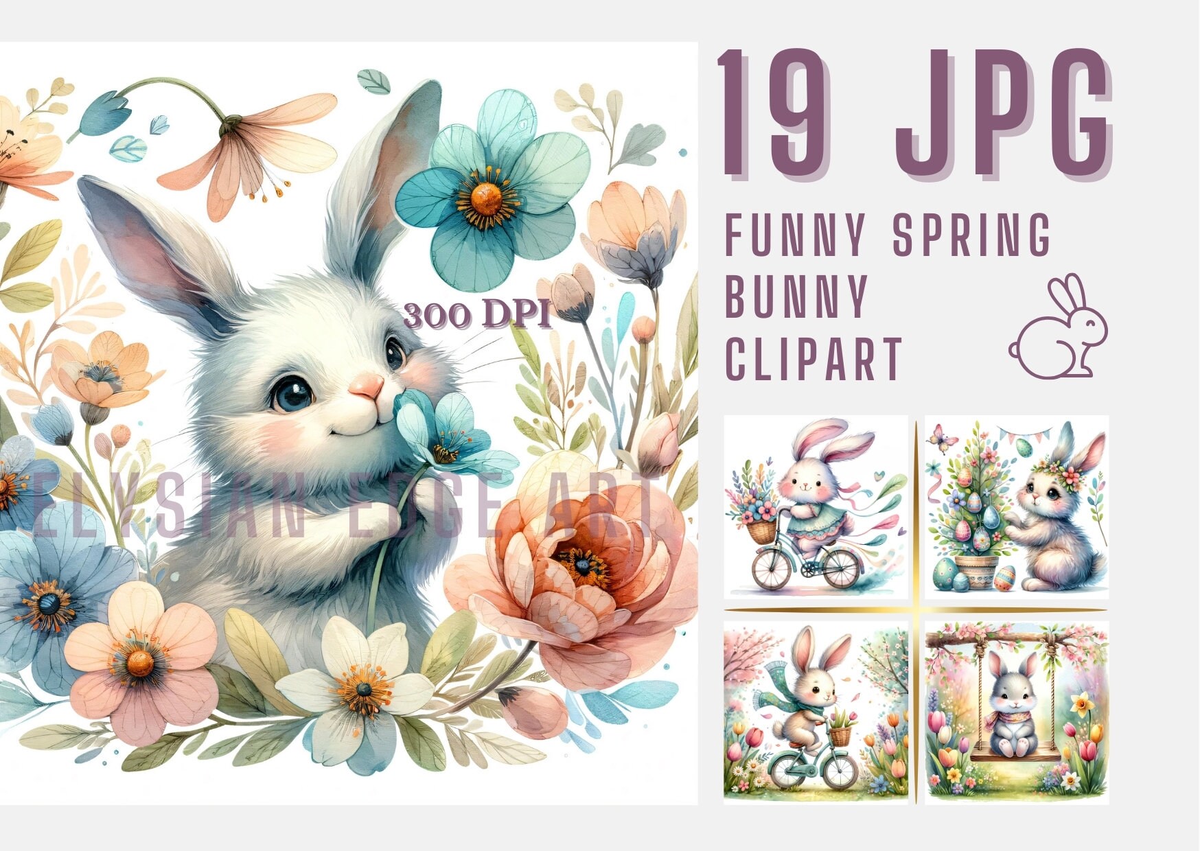 Funny Spring Bunny Clipart, Cute Spring Bunny Clipart, Bunnies and ...