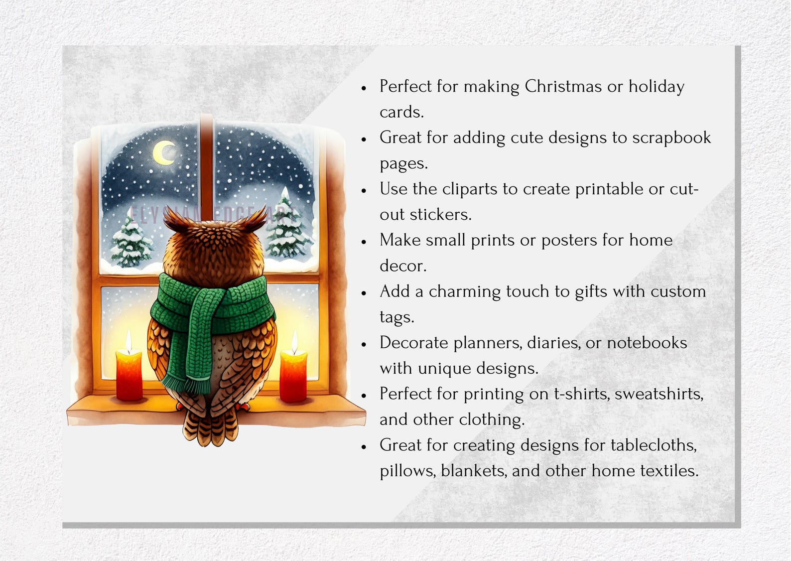 Watercolor Cozy Winter Owls Clipart, Cute Owl Clipart, Winter Landscape ...