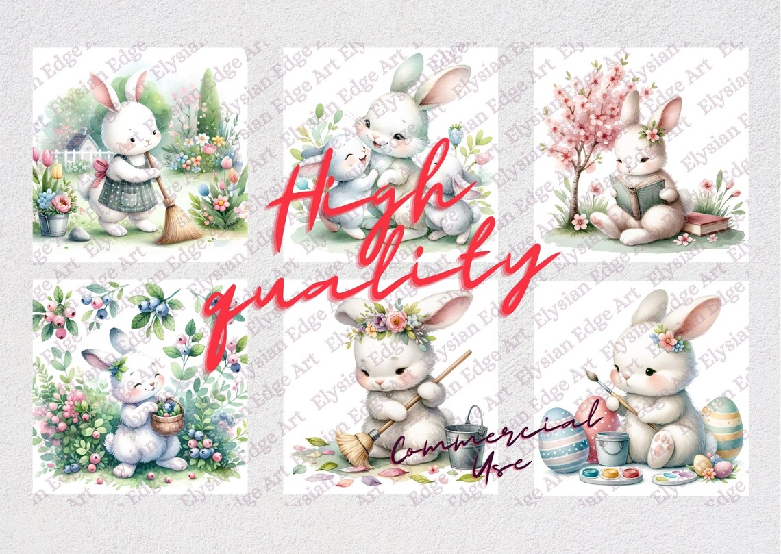Cute Spring Clipart With Bunny, Cute Easter Bunny Clipart, Bunnies and ...