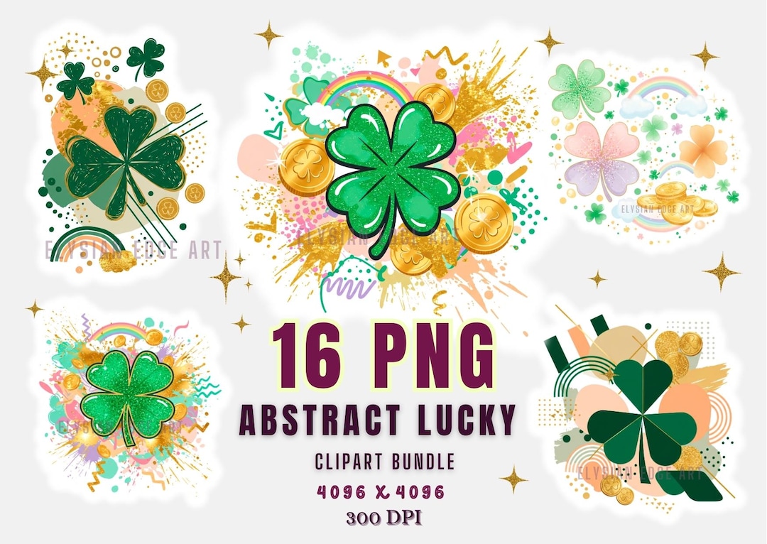 Abstract Lucky Design Elements PNG Clipart Bundle, Abstract Boho Clip ...