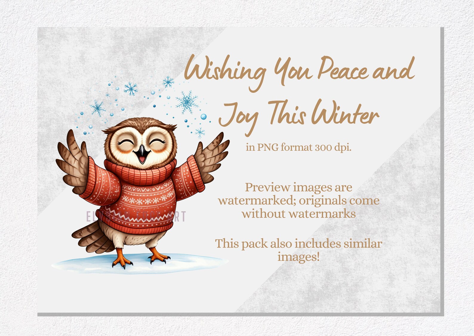 Watercolor Cozy Winter Owls Clipart, Cute Owl Clipart, Winter Landscape ...