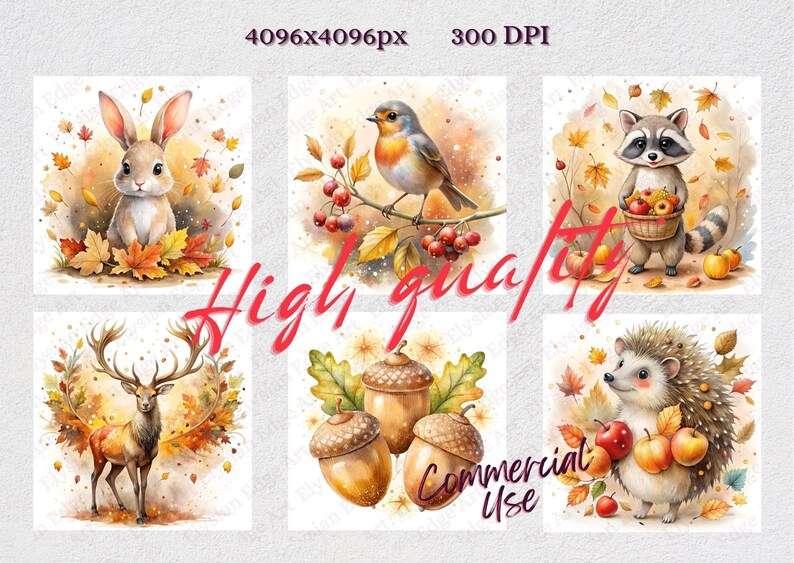 Cute Fall Forest Animals, Cozy Watercolor Autumn Clipart Bundle, Autumn ...