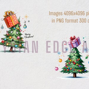 Funny Christmas Tree Clipart, Quirky Christmas Tree PNG, Cute Christmas ...