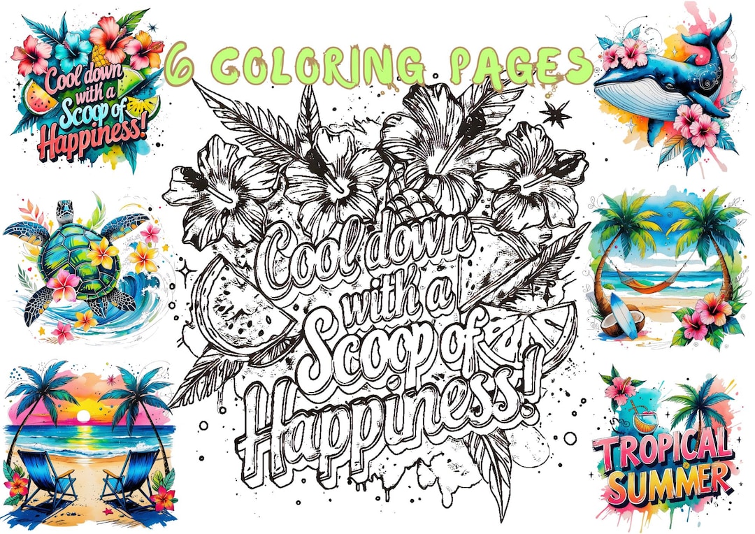 Summer Vibes Coloring Pages, Coloring Pages for Adults Printable ...