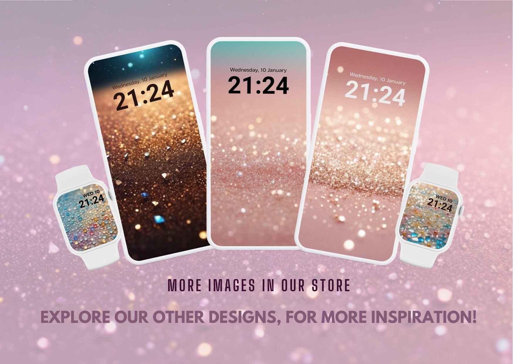 Violet Sparkle Phone Wallpaper, Sparkly Smartwatch Background, Glitter ...