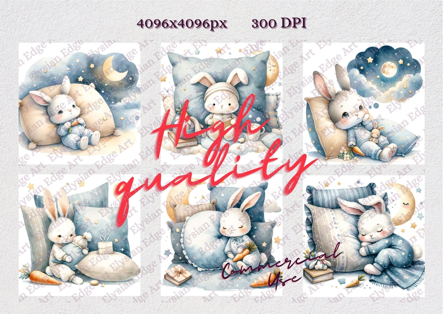 Cute Baby Rabbit Clipart, Sleeping Bunny JPG, Boho Baby Bunny Clipart ...