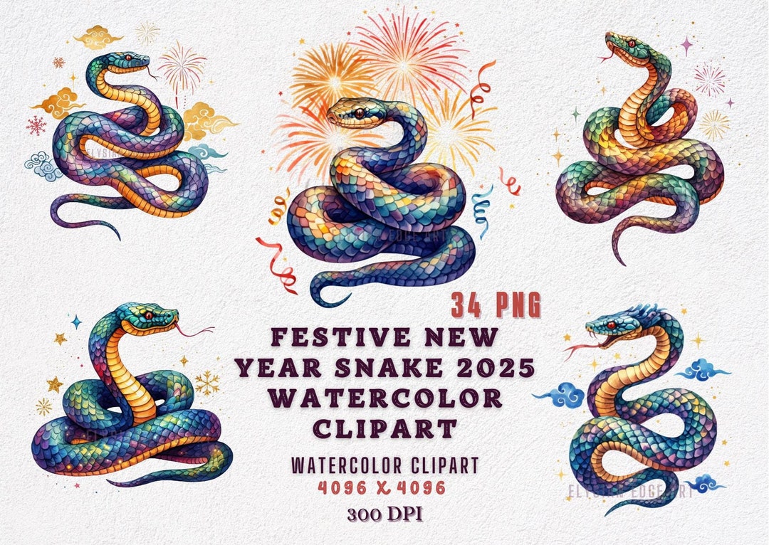Festive New Year Snake 2025, Year of the Snake Clipart, Chinese Zodiac ...