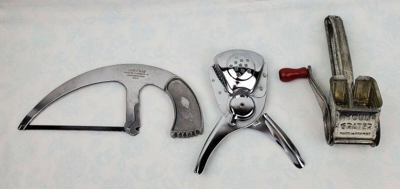 Vintage/antique 3 Kitchen Metal Tools: Cheese Grater, Bone Saw & Hand ...