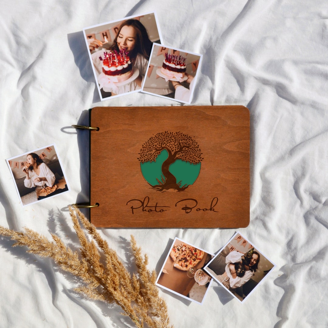 Scrapbook Wooden Cover Tree Family Photo Book Memory Book Wood ...