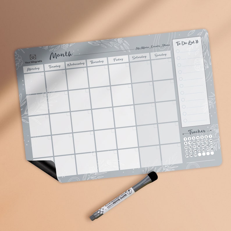 Magnetic Monthly Calendar: Fridge Planner, Habit Tracker, A3 - Etsy UK