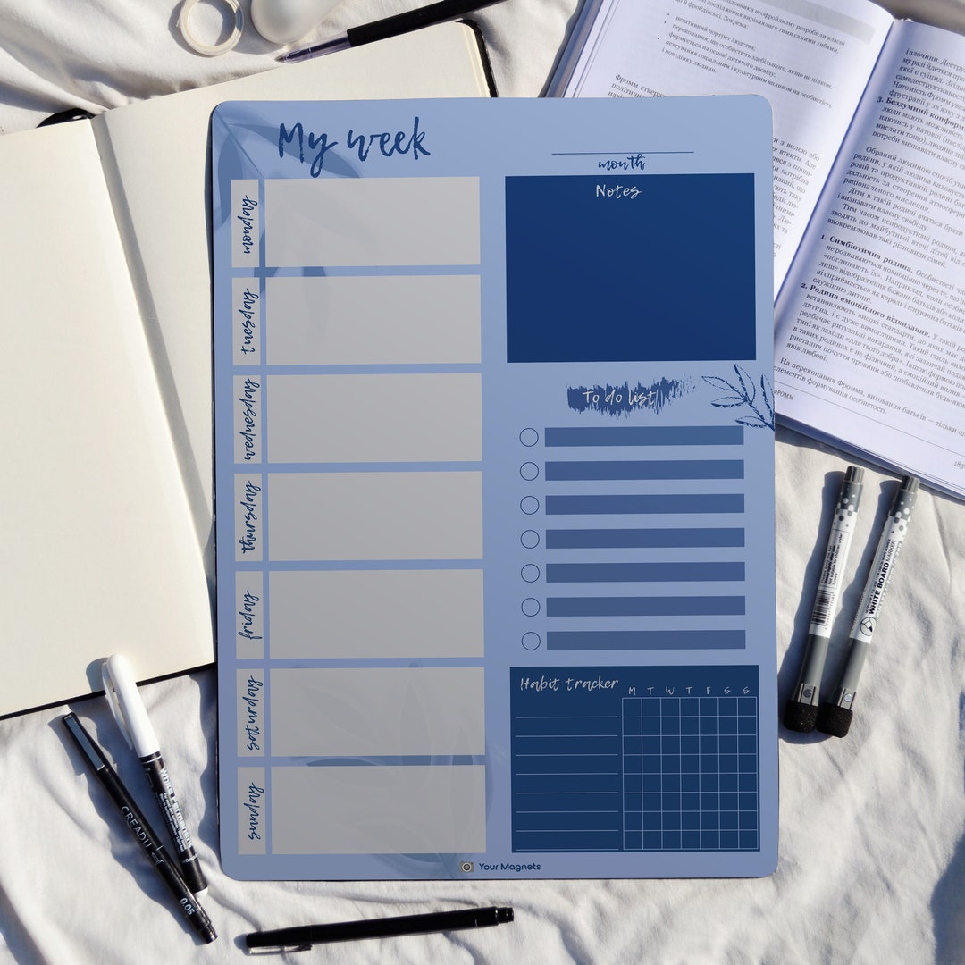 Magnetic Board to Do List Blue Goal Magnetic Planer Family Gift ...