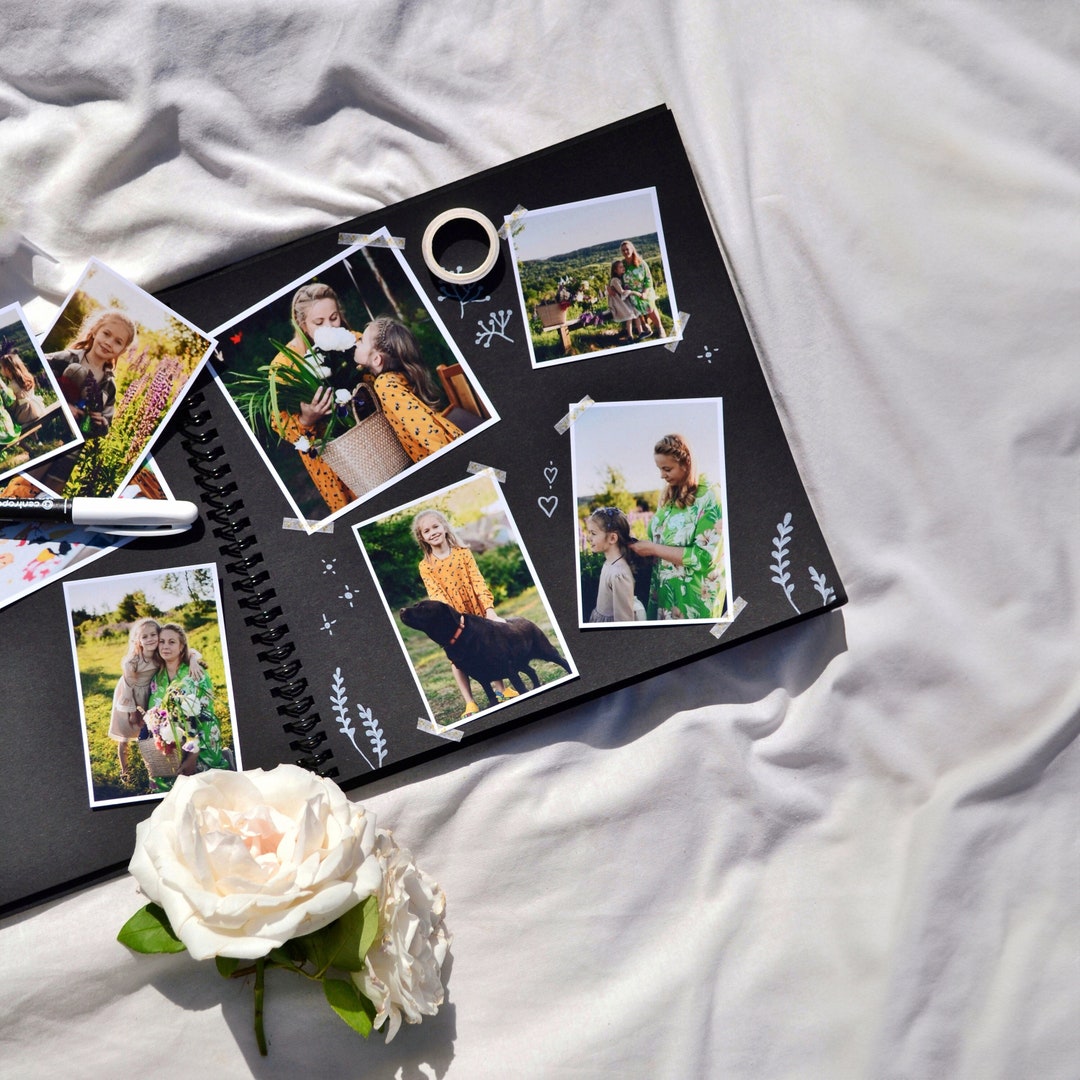 DIY Photo Album Handmade Scrapbook Black Pages Kraft Sketchbook Custom ...