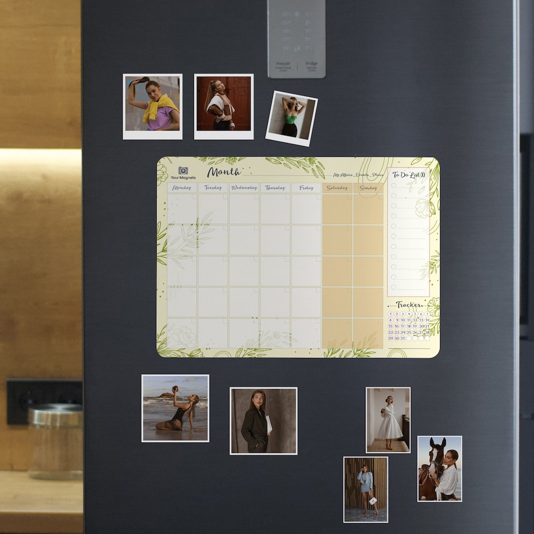 Magnetic Planner Green Large Magnet Fridge Calendar Personalized ...