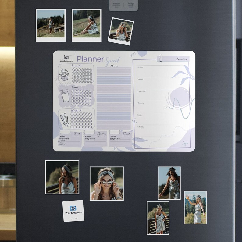 Pink Magnetic Fridge Planner, Fitness Tracker, Family Meal Menu - Etsy