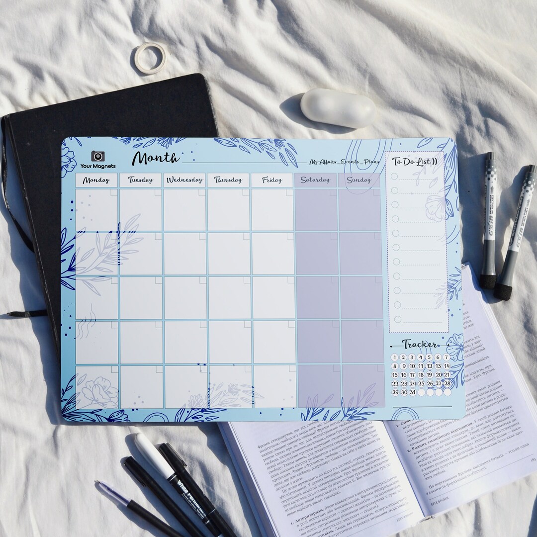 Magnetic Monthly Calendar: Fridge Planner With Habit Tracker - Etsy