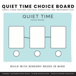 Quiet Time Choice Board • Blue Printable Routine Chart • Calm Down ...