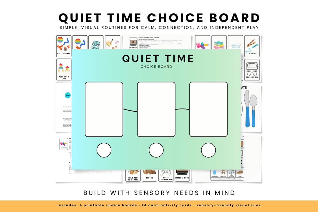 Quiet Time Choice Board Toolkit – Sensory-calming Printables Bundle for ...