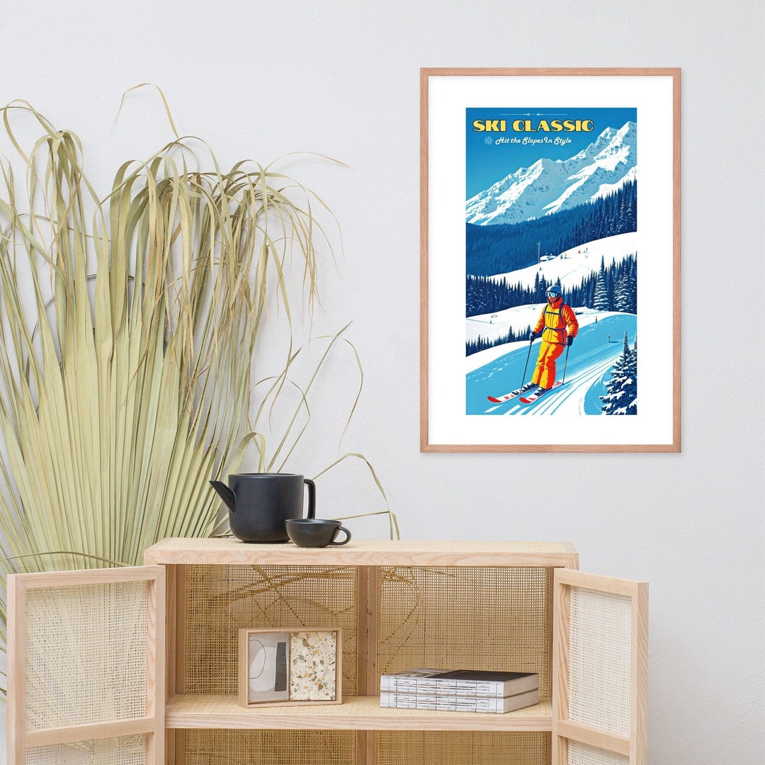 Vintage Ski Poster Skiing Wall Decor, Winter Mountain Landscape ...