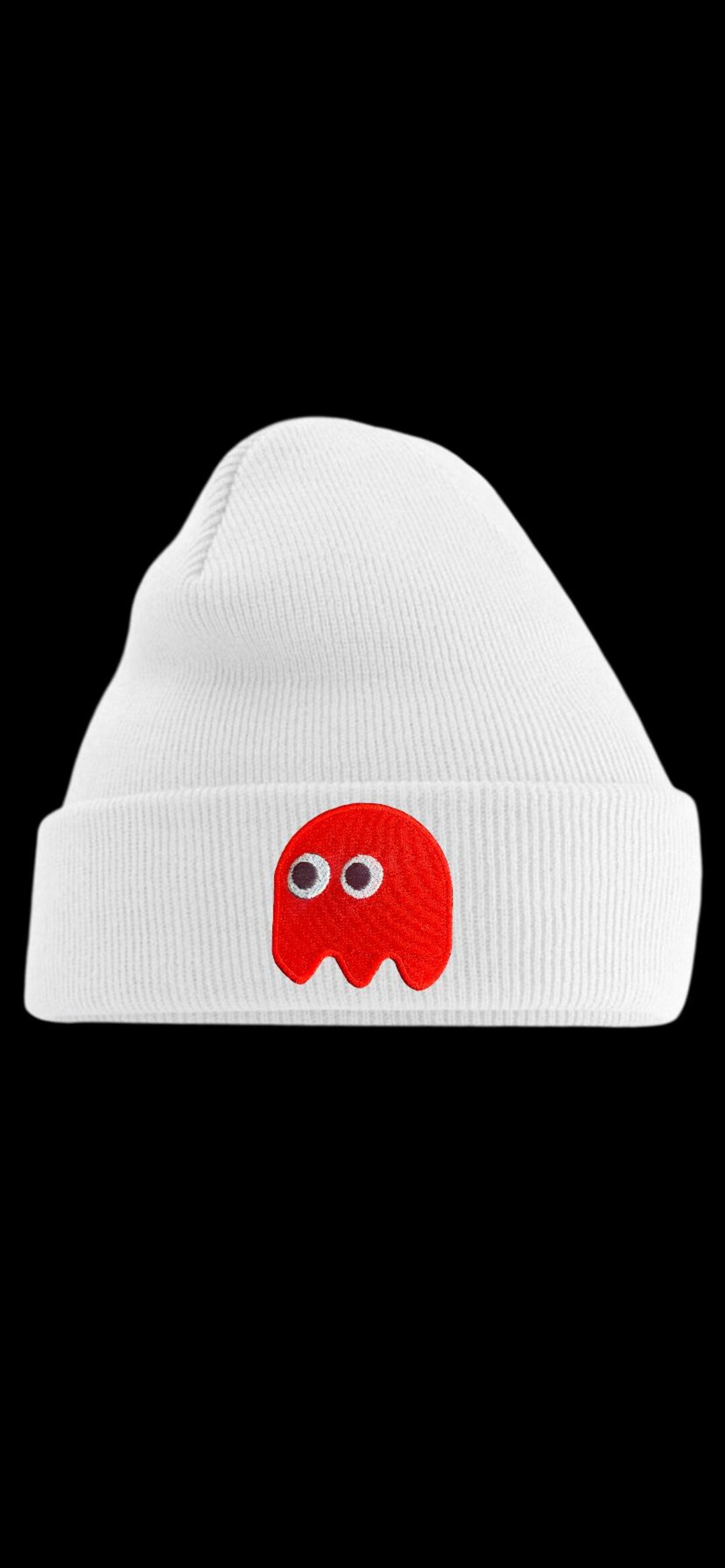 Pac Man Ghost Embroidered White Beanie Hat. Perfect Gift for Retro ...